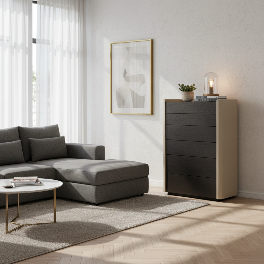 Modern Minimalist Rectangular Storage Cabinet With 6 Drawers - E1 MDF ...