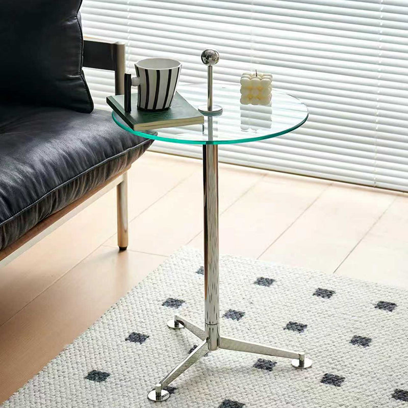 Modern Minimalist Round Tempered Glass Stainless Steel Coffee Table 1 ...