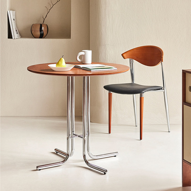 Modern Minimalist Round Bent-tube Solid Wood Plywood Wrought Iron Dini ...