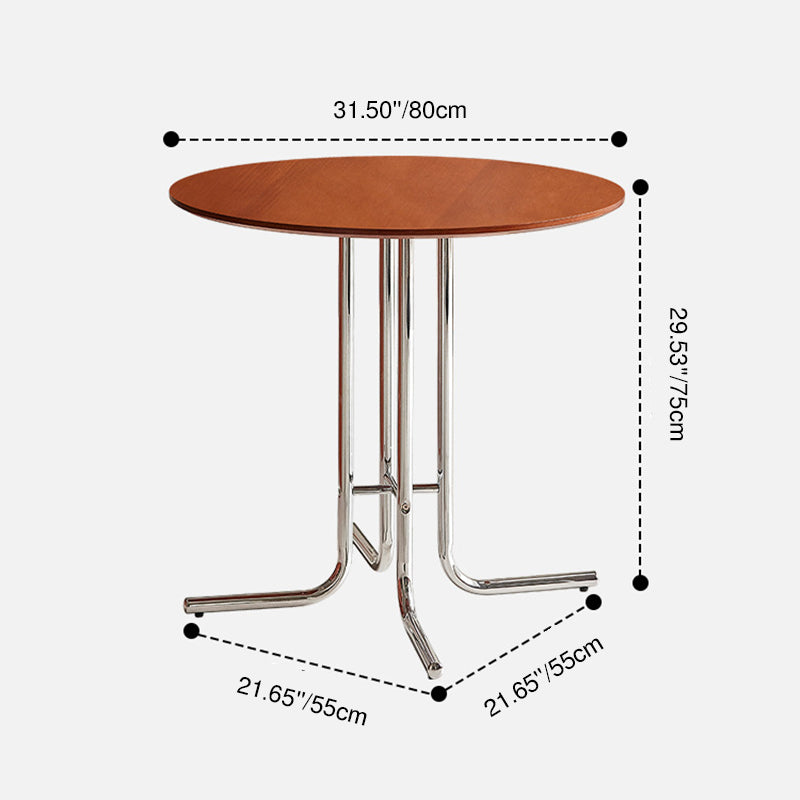 Modern Minimalist Round Bent-tube Solid Wood Plywood Wrought Iron Dini ...