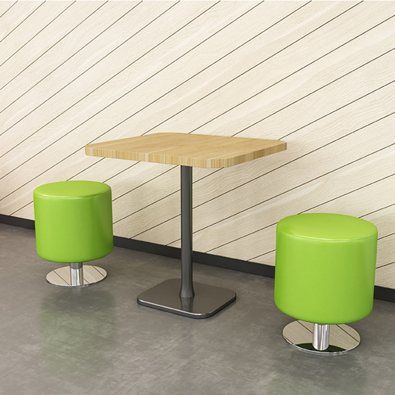 Modern Minimalist Cylindrical Solid Wood PU Leather Steel Bar Stool Ba ...