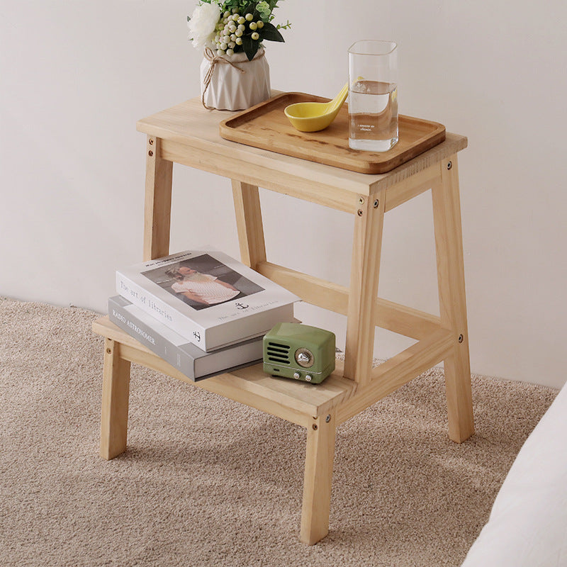 Modern Minimalist Solid Wood Rectangular Step Stool With Ladder Design ...