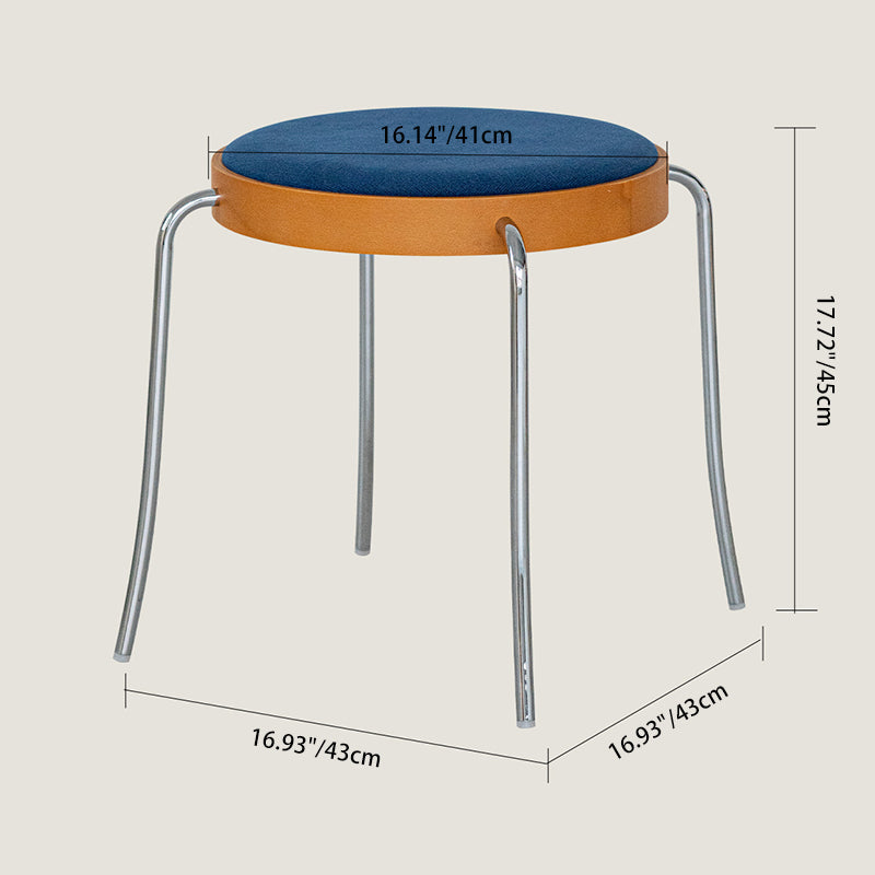 Traditional Vintage Round Iron Multi-layer Solid Wood Panel Stool For ...