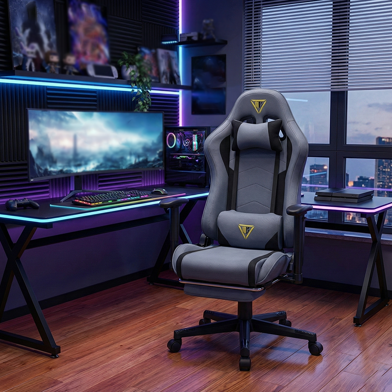 Modern Minimalist Curved Sponge Fabric Metal Wood Panel Desk Chair Mov ...