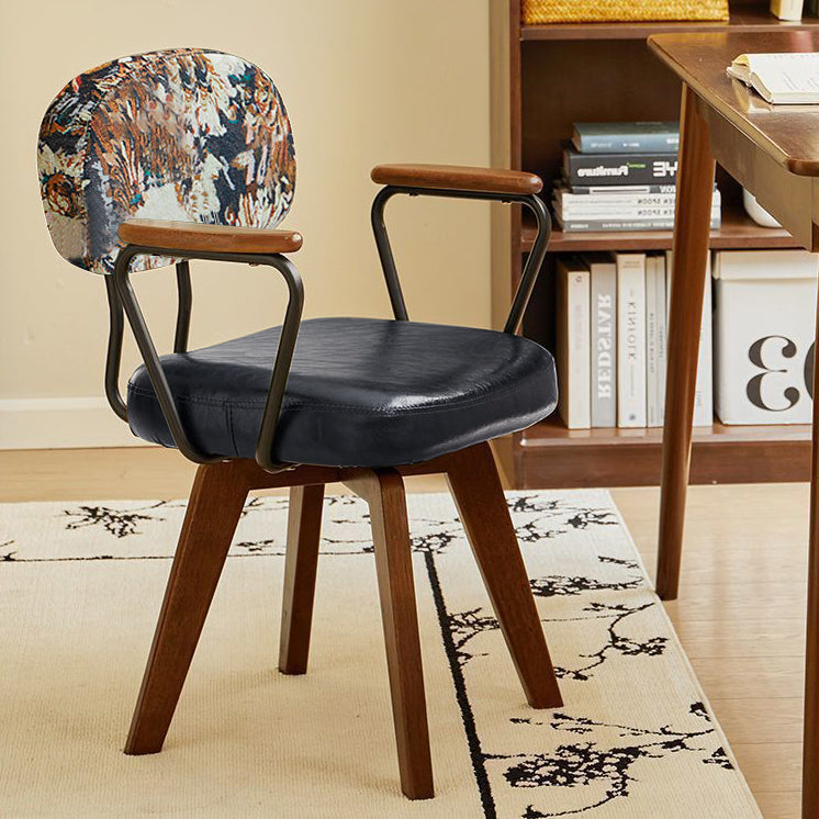 Traditional Vintage Oil Wax Leather Sponge Square Desk Chair Backrest ...