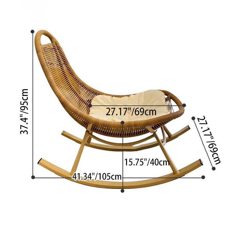 Modern Minimalist Ellipse PE Rattan Iron Cotton-linen Weaving Rocking ...