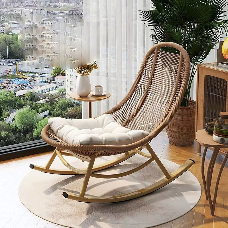 Modern Minimalist Ellipse PE Rattan Iron Cotton-linen Weaving Rocking ...