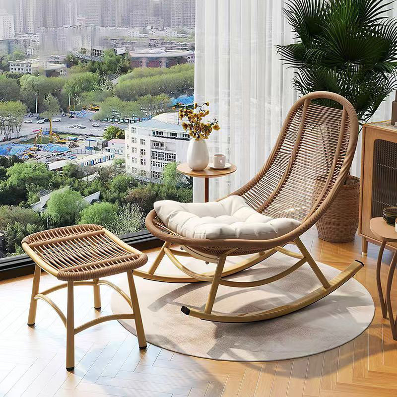 Modern Minimalist Ellipse PE Rattan Iron Cotton-linen Weaving Rocking ...