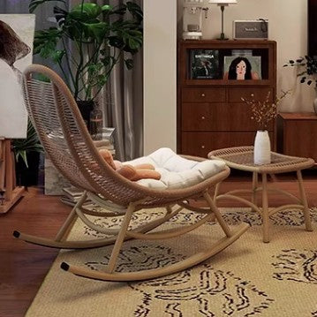 Modern Minimalist Ellipse PE Rattan Iron Cotton-linen Weaving Rocking ...