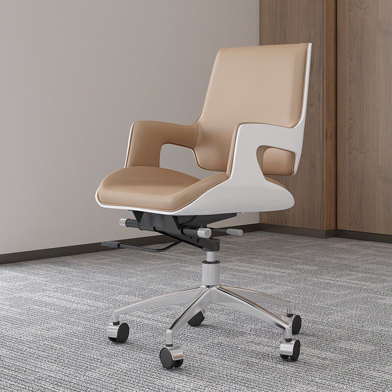 Contemporary Nordic Leather Steel Aluminum Alloy Square Desk Chair Adj ...