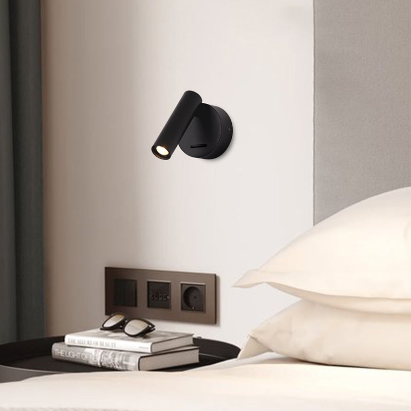 Modern Minimalist Steel & Aluminum Round LED Wall Sconce Lamp With Adj ...