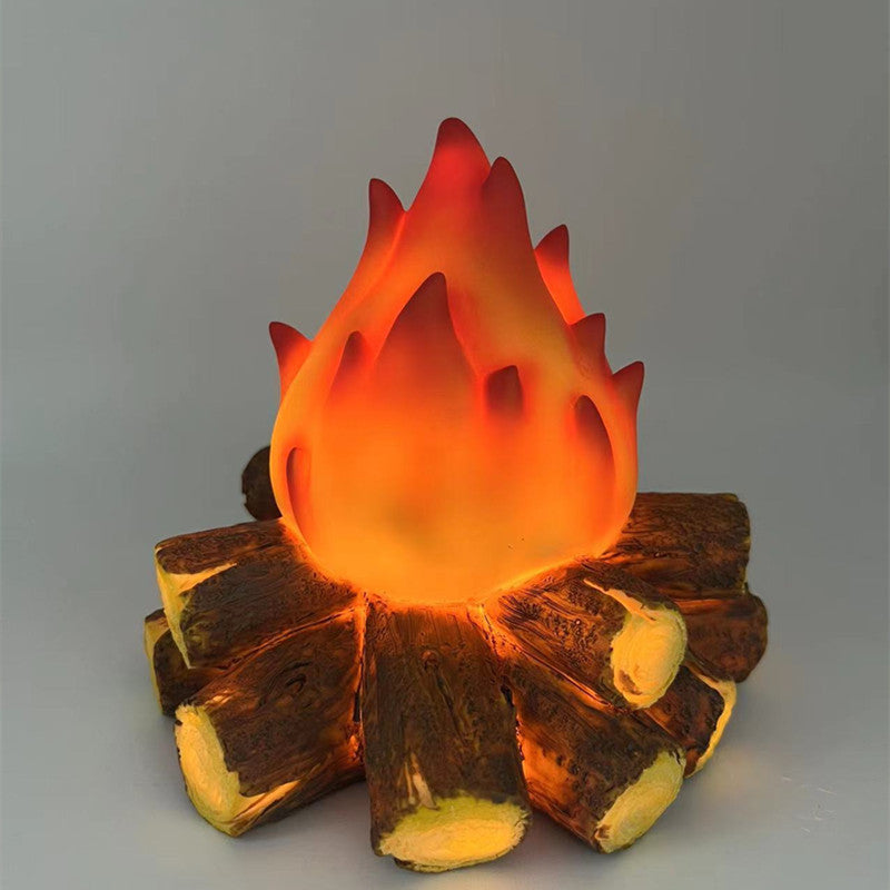 Modern Art Deco Battery Resin Simulated Firewood Flame LED Table Lamp ...