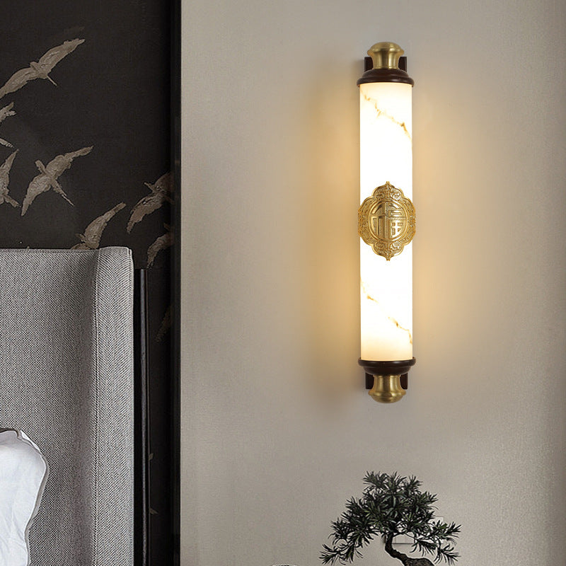 Traditional Chinese Brass Wujin Wood & Imitation Marble Bar-Shaped LED ...