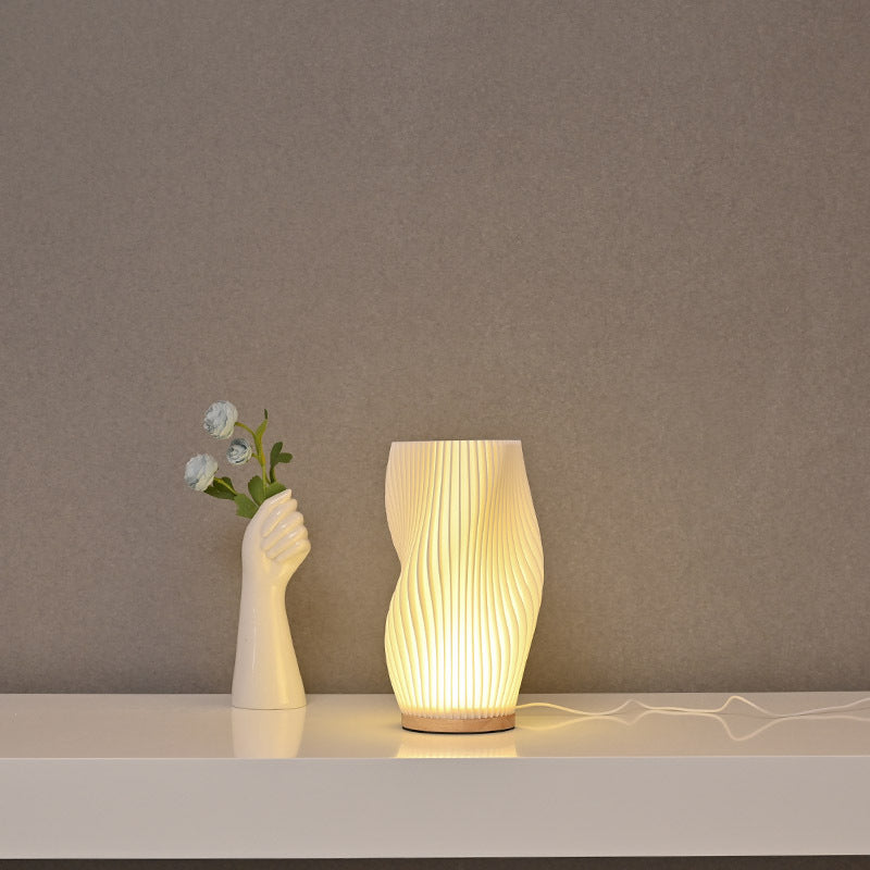 Modern Art Deco Column Plastic LED Table Lamp For Living Room – BulbSquare