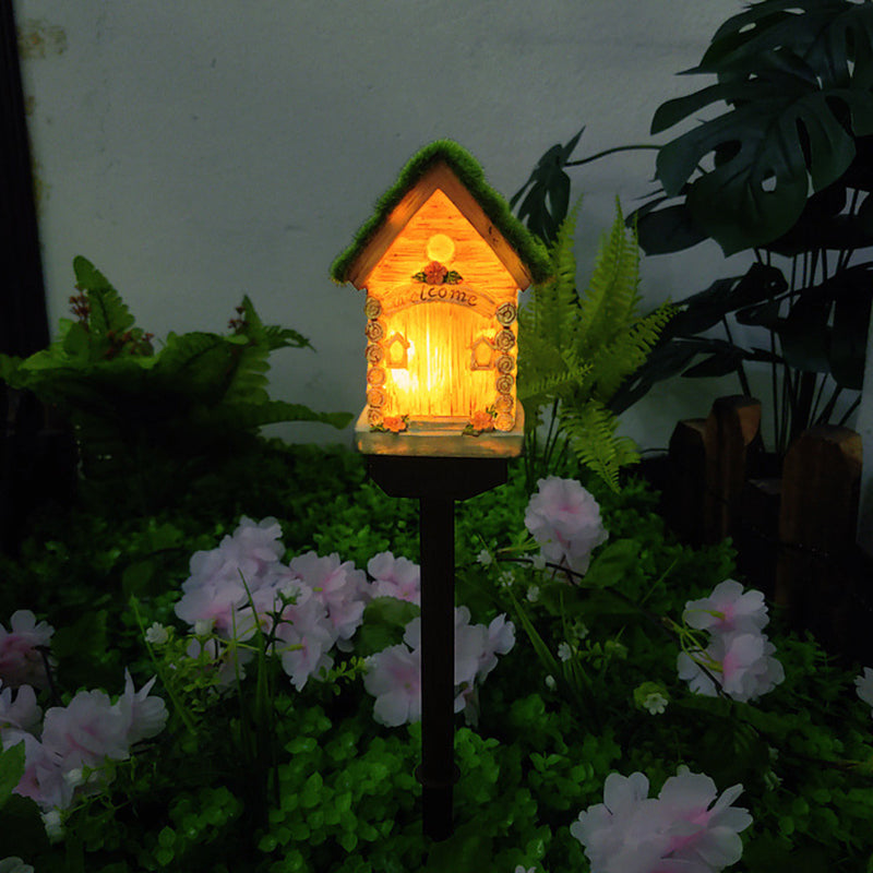 Modern Art Deco Solar House Resin PP LED Outdoor Light For Garden ...