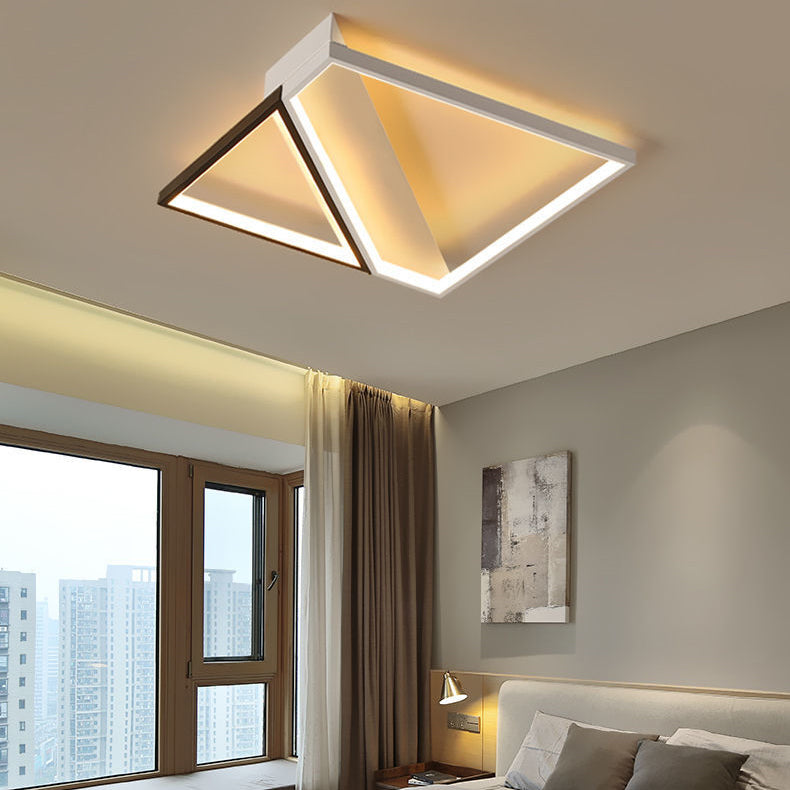 Modern Minimalist Lines Square Irregular Combination Iron LED Flush Mo ...