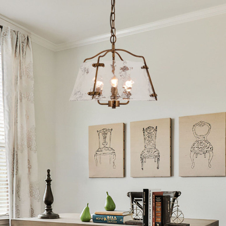 Traditional Rustic Rectangular Trapezoidal Copper Frame Glass Shade 5 ...