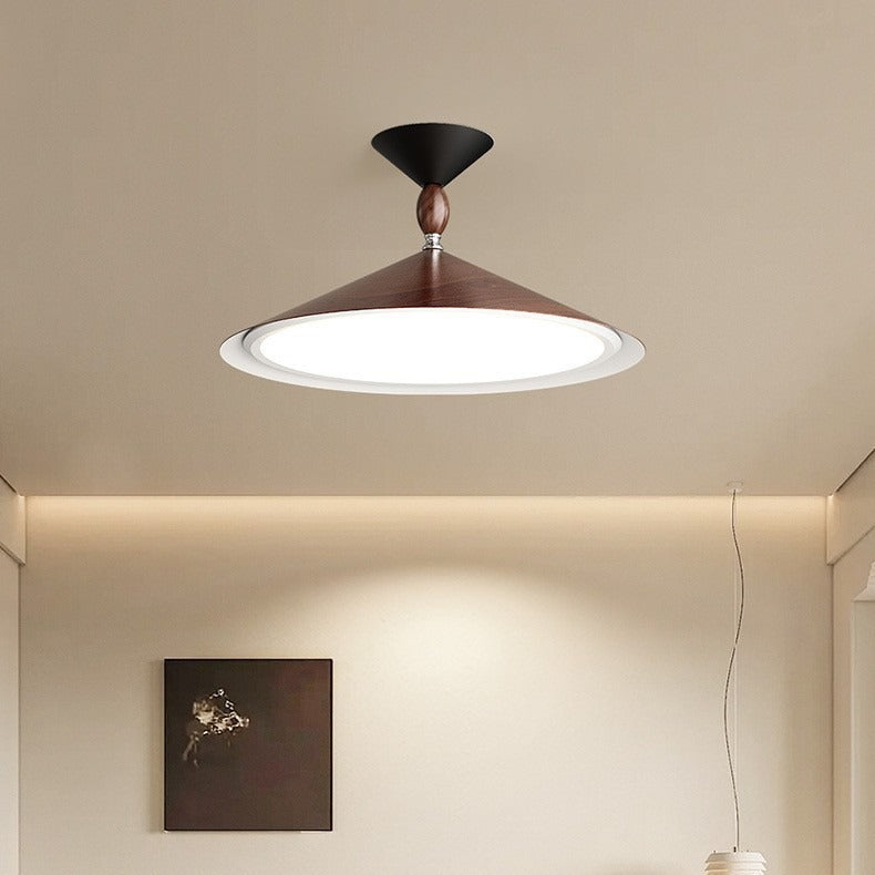 Traditional Japanese Cone Iron Acrylic LED Semi-Flush Mount Ceiling Li ...