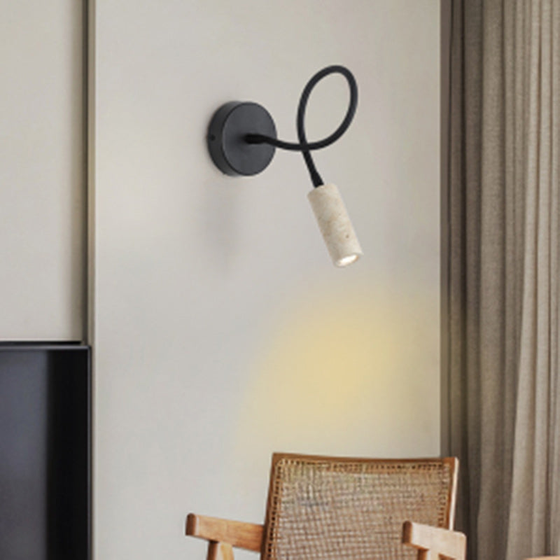 Traditional Japanese Column Iron Stone 1-Light Wall Sconce Lamp For Li ...