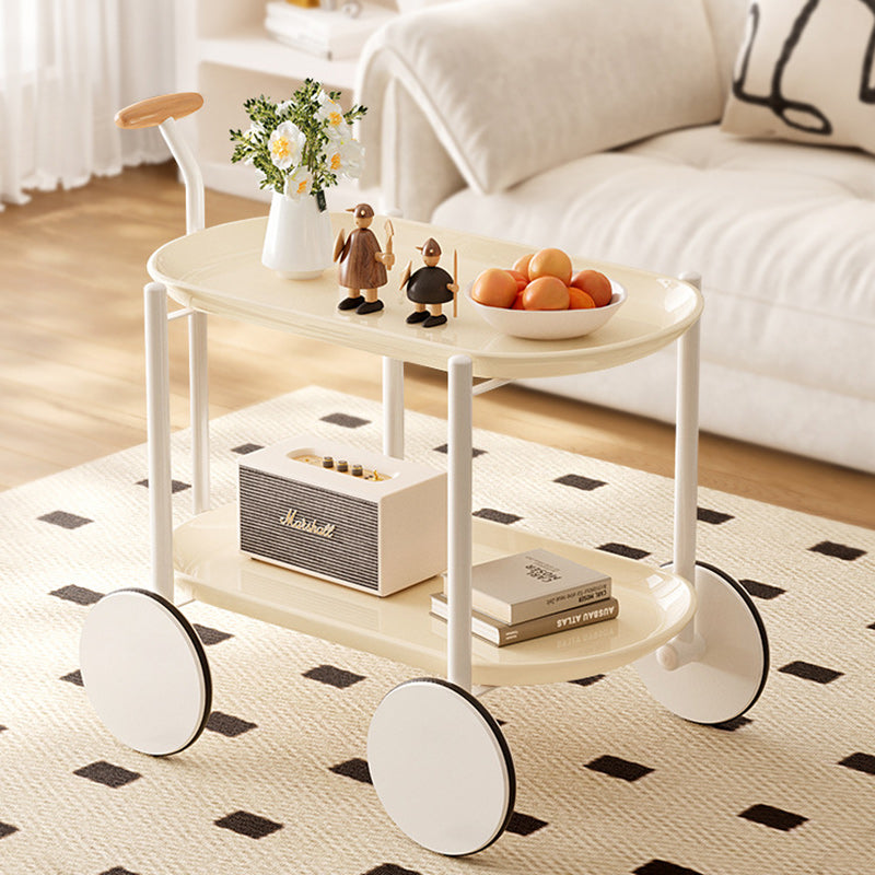 Contemporary Creative Oval Steel Plastic End Table 2-Tier For Living R ...