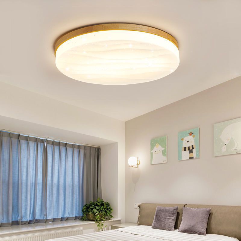 Modern Minimalist Round Starlight Acrylic Solid Wood LED Flush Mount C ...
