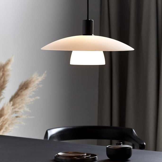 Modern Minimalist Flying Saucer Glass Shade Iron 1-Light Pendant Light ...