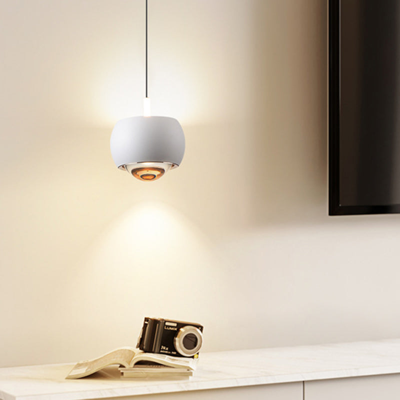 Modern Minimalist Sphere Semicircle Liftable Aluminum Glass LED Pendan ...