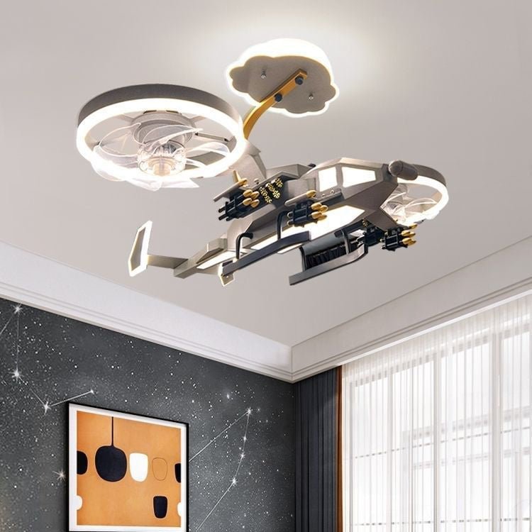 Contemporary Creative Kids Airplane Acrylic LED Flush Mount Ceiling Fa ...