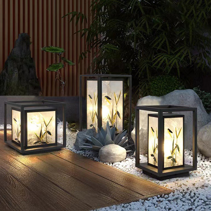 Traditional Chinese Crackle Enamel Bamboo Acrylic Galvanized Steel LED ...