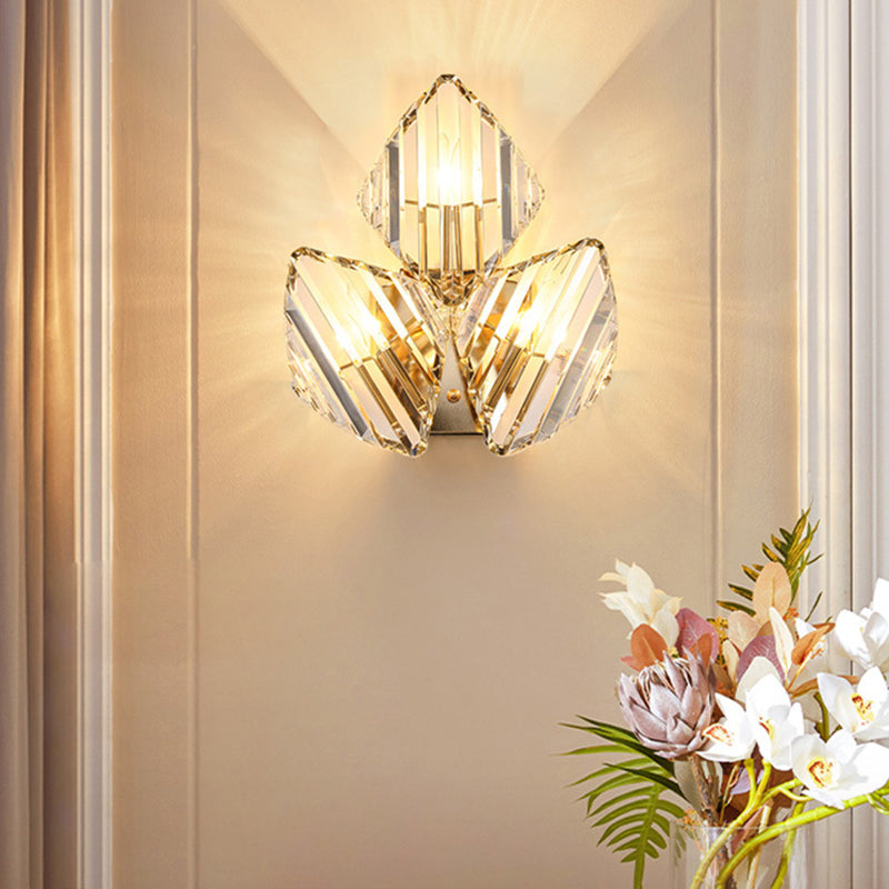 Contemporary Luxury Hardware Rhombic Crystal 1/2/3-Light Wall Sconce L ...