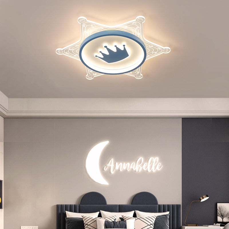 Contemporary Creative Iron Acrylic Crown Hexagram LED Flush Mount Ceil ...