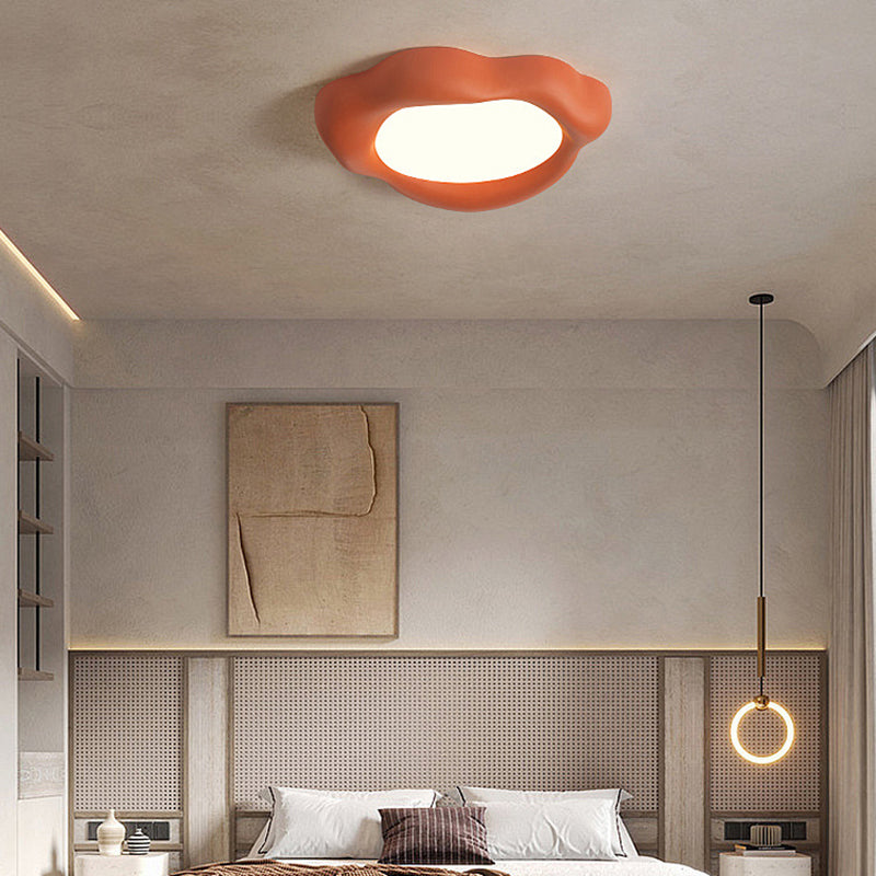 Contemporary Nordic Fiberglass Acrylic Round LED Flush Mount Ceiling L ...