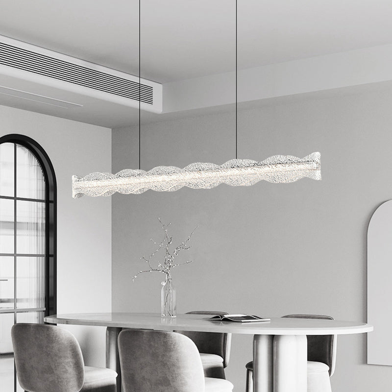Modern Luxury Aluminum Resin Long Wave Strip LED Island Light Pendant ...