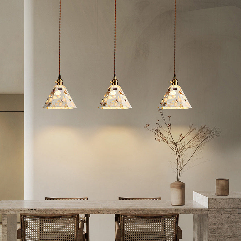 Traditional Japanese Trapezoidal Hollow Terrazzo 1-Light Pendant Light ...
