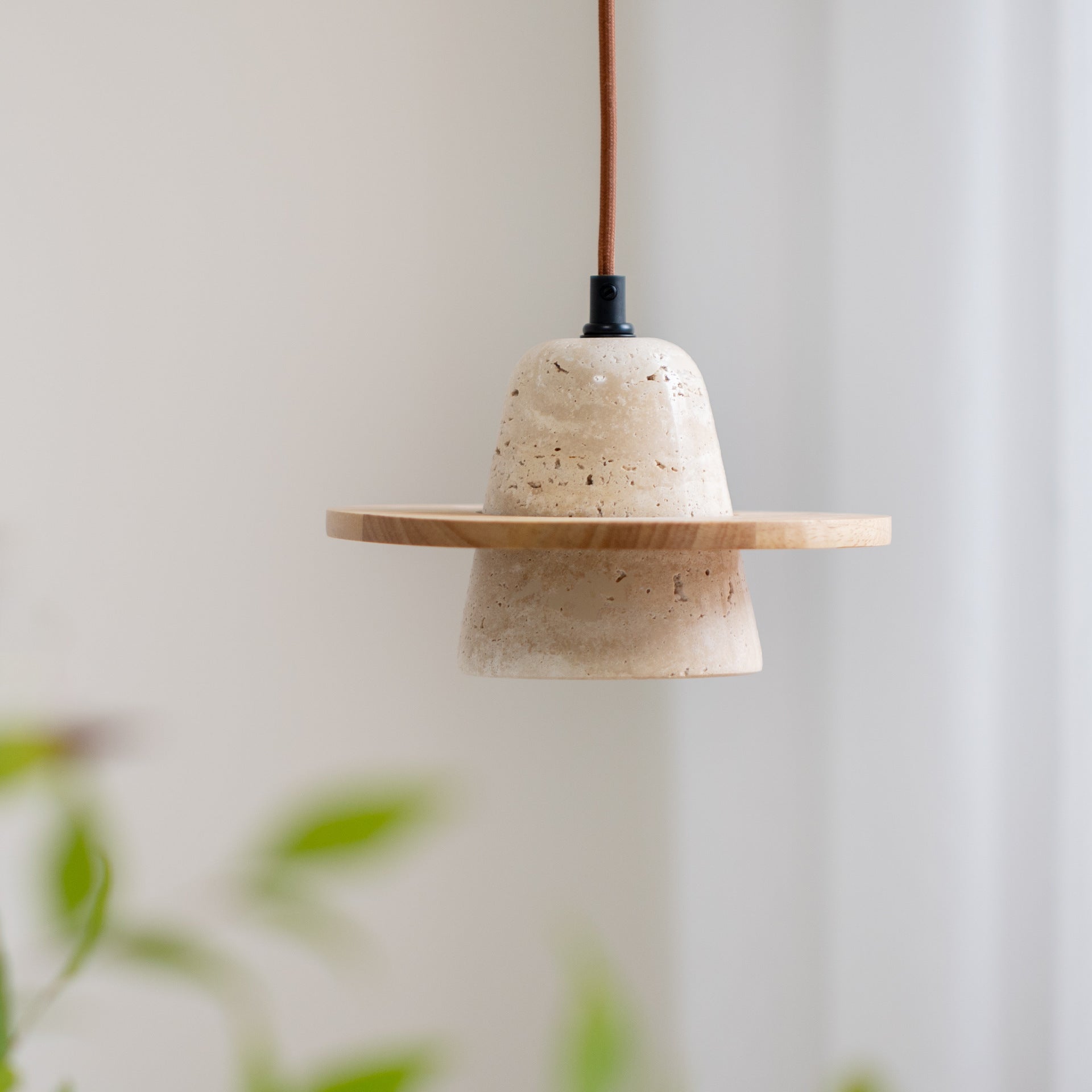 Traditional Vintage Solid Wood Yellow Travertine Flying Saucer 1-Light ...