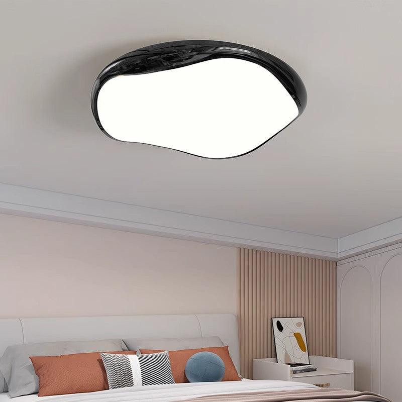 Modern Minimalist Cream Irregular Round Iron Acrylic LED Flush Mount C ...