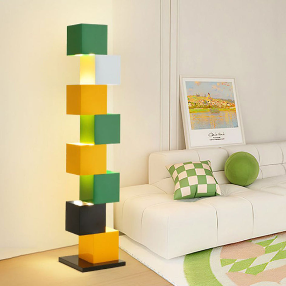 Contemporary Scandinavian Staggered Square Rectangle Linear Iron Acryl ...