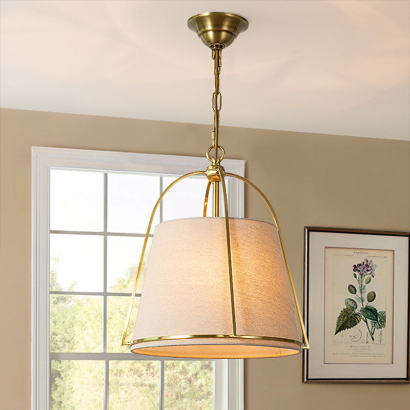 Modern Minimalist Trapezoidal Iron Fabric 3-Light Pendant Light For Di ...