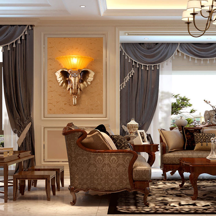 Animal-Inspired Elephant Wall Light – Modern 1-Light Sconce in Metal a ...