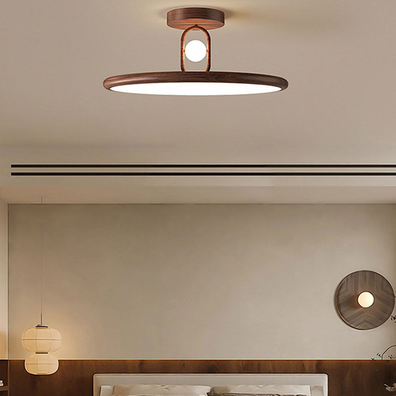 Traditional Japanese Flying Saucer Iron PVC LED Semi-Flush Mount Ceili ...