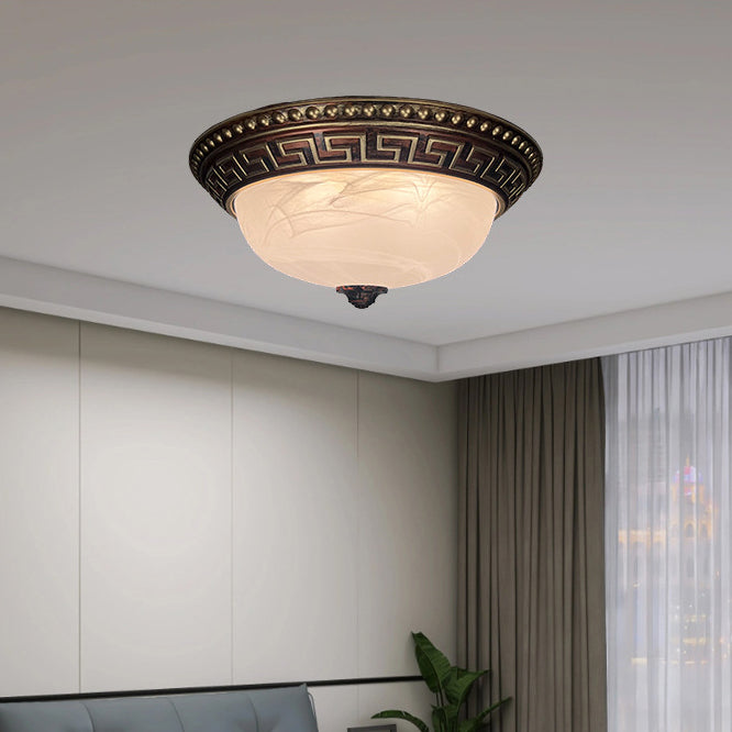 Traditional European Dome Plastic Glass 2-Light Flush Mount Ceiling Li ...