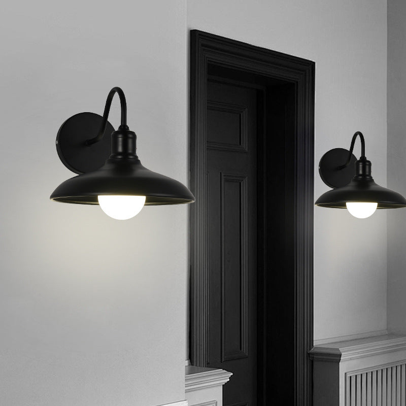Contemporary Industrial Pot Lid Iron 1-Light Wall Sconce Lamp For Hall ...