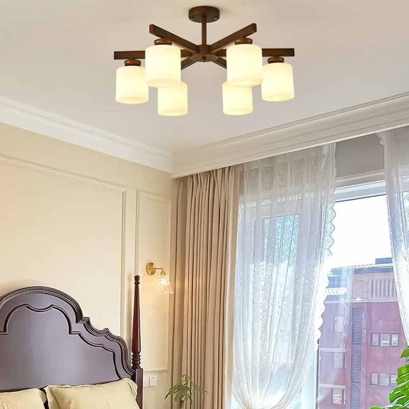 Traditional Chinese Branch Cylinder Round Glass Iron 3/6/8/10 Light Ch ...