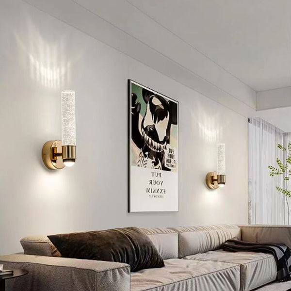 Modern Luxury Round Cylinder Bubbles Acrylic Crystal Aluminum LED Wall ...