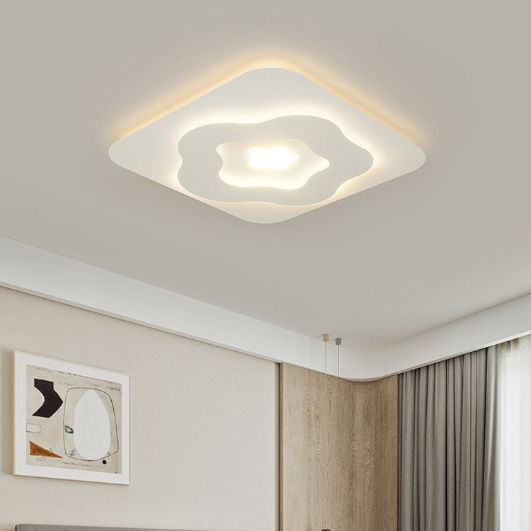 Modern Art Deco Flower Square Acrylic Iron LED Flush Mount Ceiling Lig ...