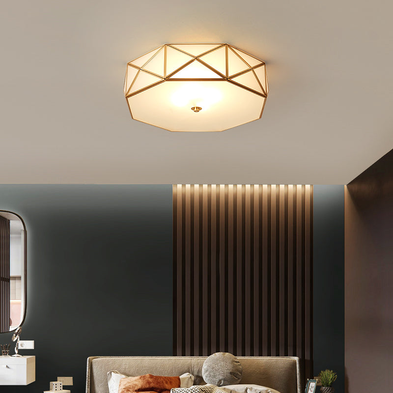 Contemporary Scandinavian Octagon Square Glass Brass 4/5 Light Flush M ...