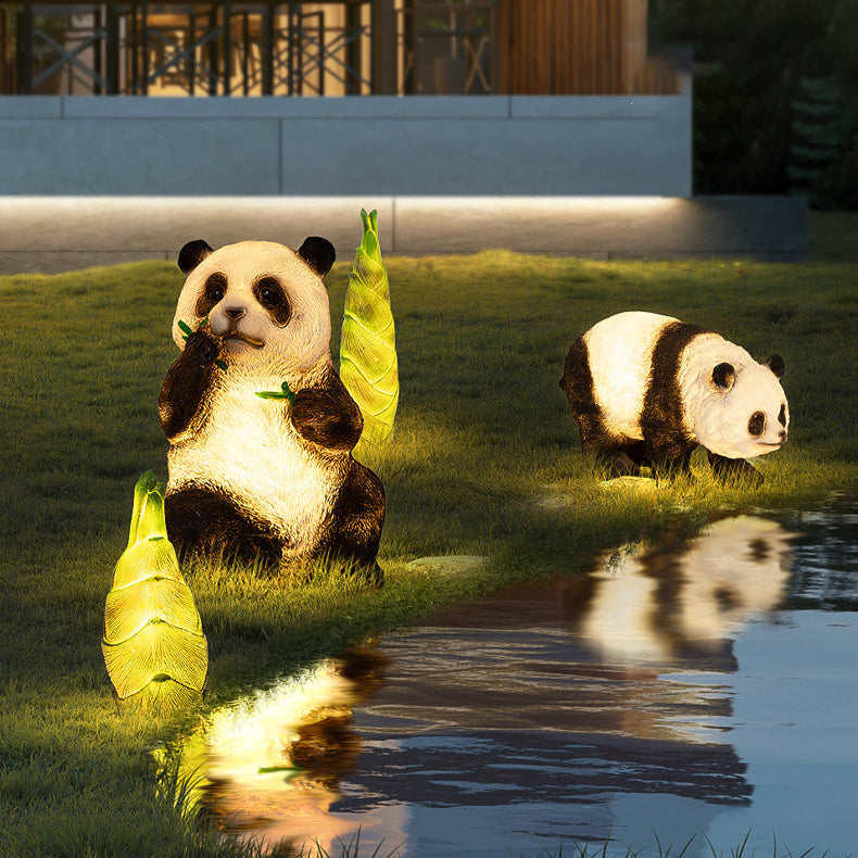 Modern Art Deco Solar Waterproof Resin Fiberglass Imitation Panda Bamb ...