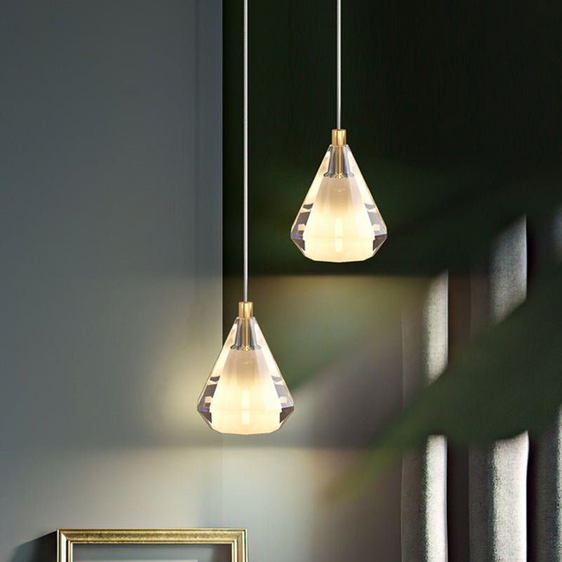 Modern Luxury Brass Crystal Triangle Diamond 1/2/3 Light Pendant Light ...
