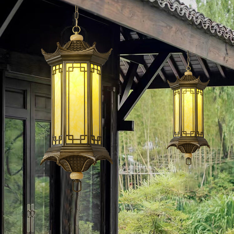 Traditional Chinese Waterproof Aluminum Alloy Imitation Marble Lantern ...