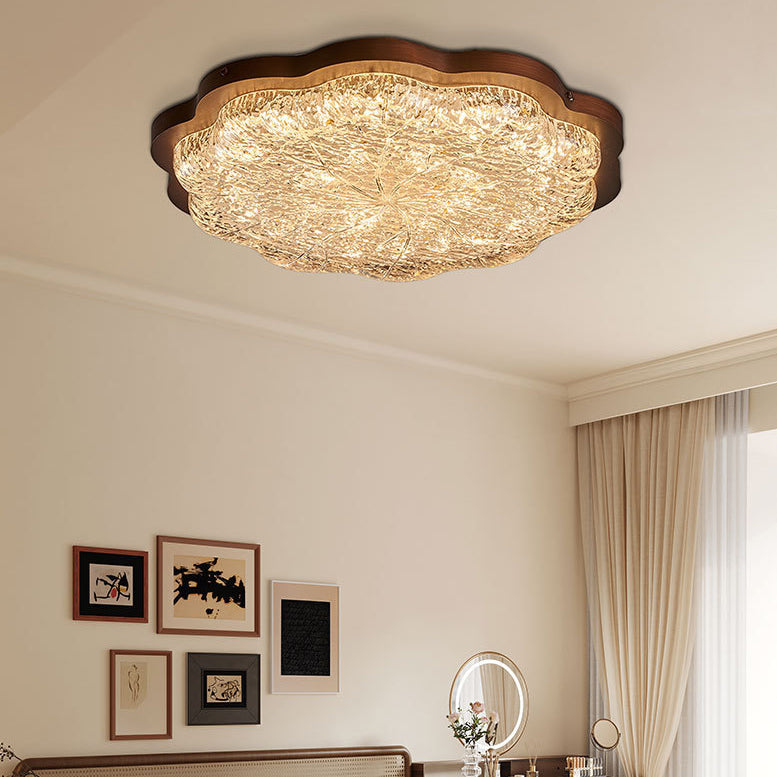 Contemporary Retro Resin Iron Flower Gold Foil LED Flush Mount Ceiling ...
